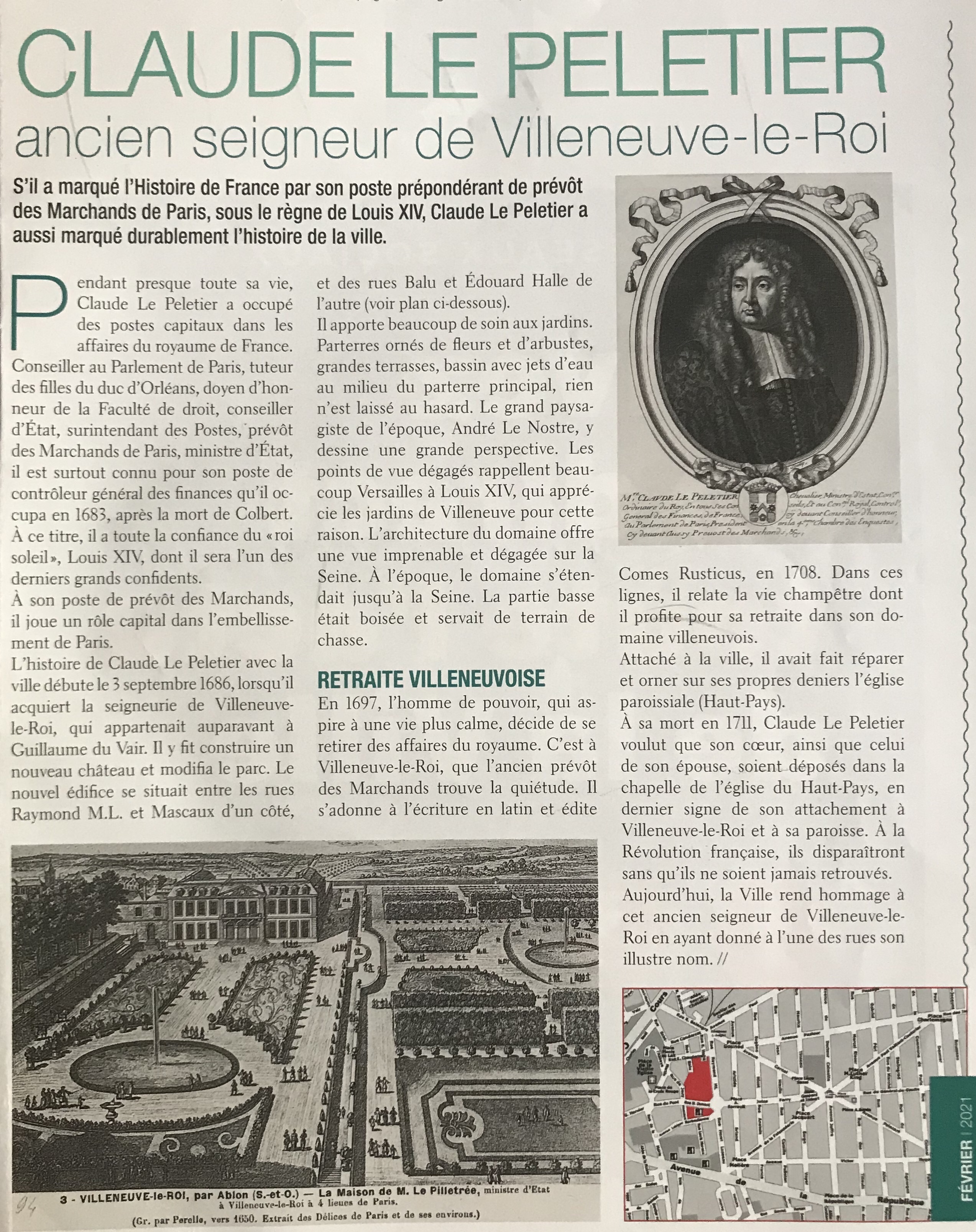 Claude LePeletier, seigneur de Villeneuve le Roi et Ablon sur Seine ...